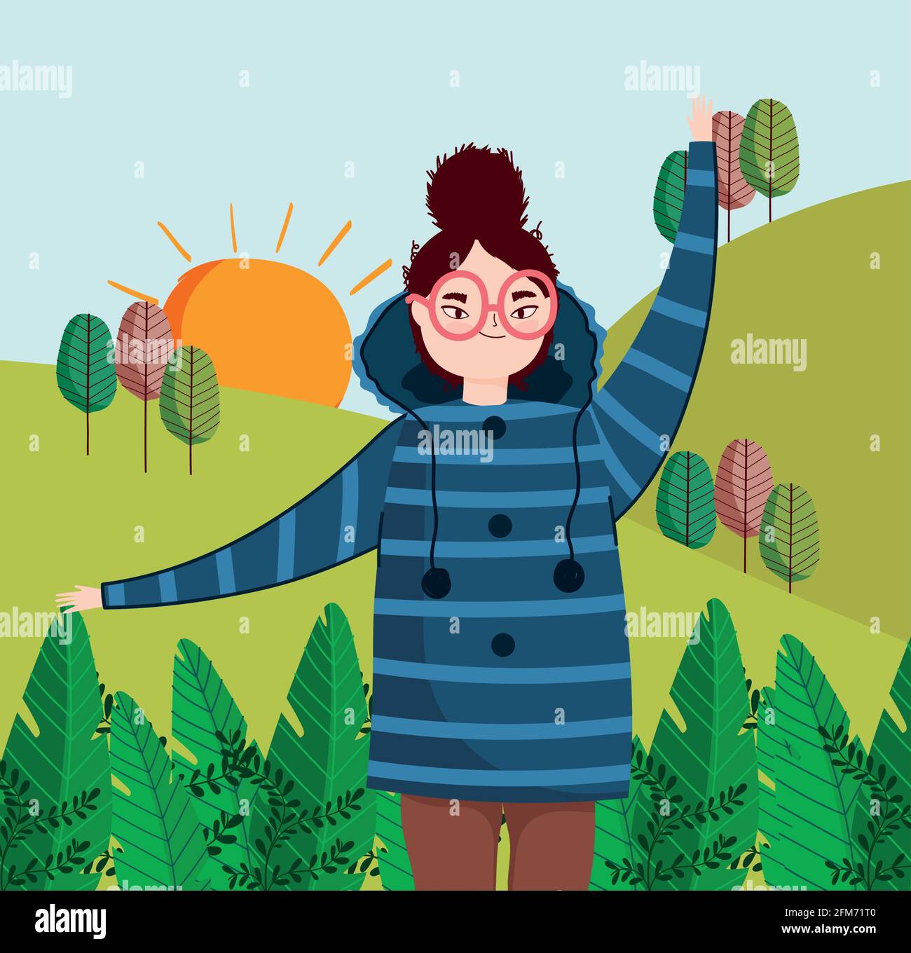 woman enjoy at park cartoon Stock Vector Image & Art - Alamy