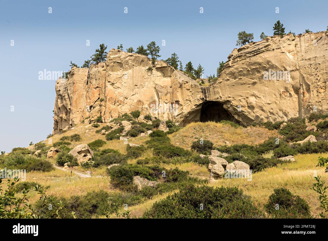 Entrance to one of the caves in Pictograph Cave State Park, Billings ...