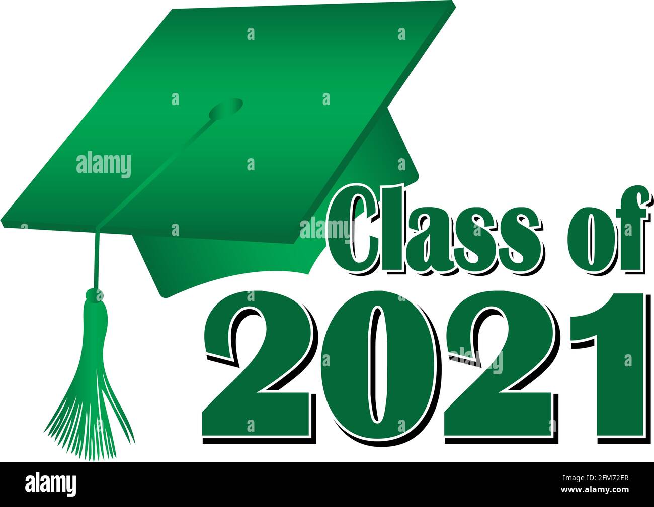 Green Class of 2021 Graduation Cap Stock Photo - Alamy