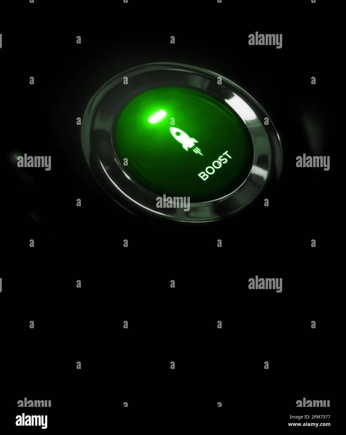 Abstract Boost Button with Green Glowing lights background. Beautiful ...