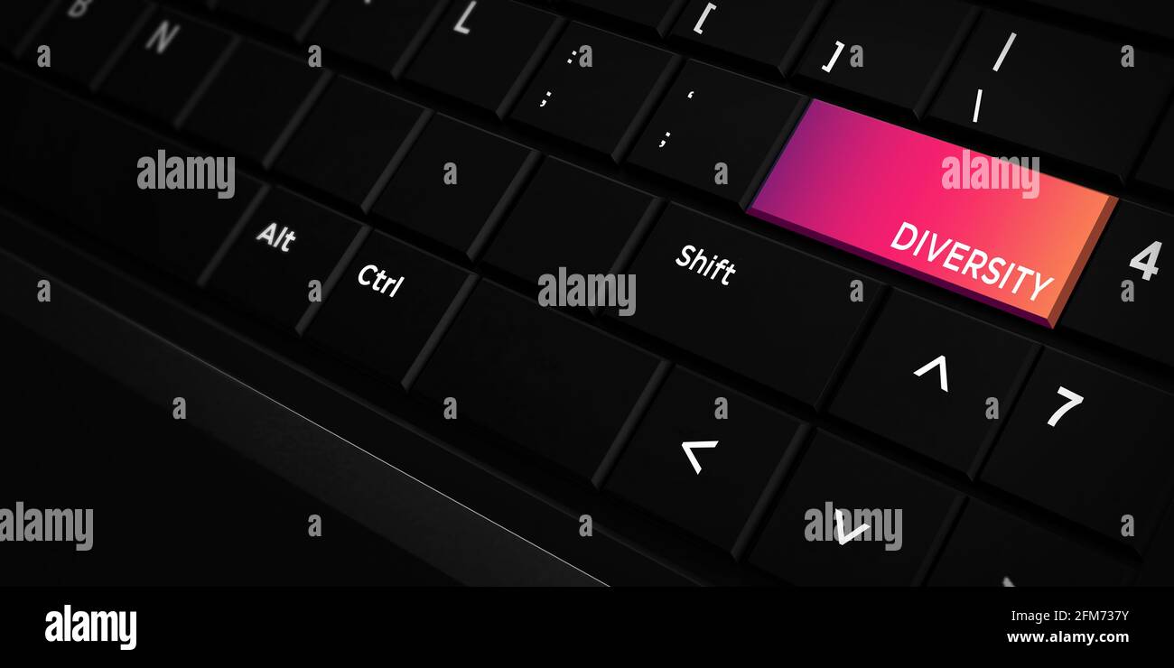 Modern Abstract 3D Rendered Diversity background concept with keyboard ...
