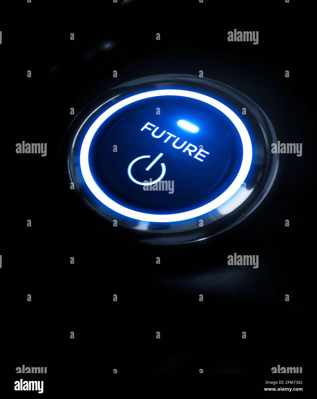 Modern Blue glowing Future Button Abstract concept. Neon light style ...