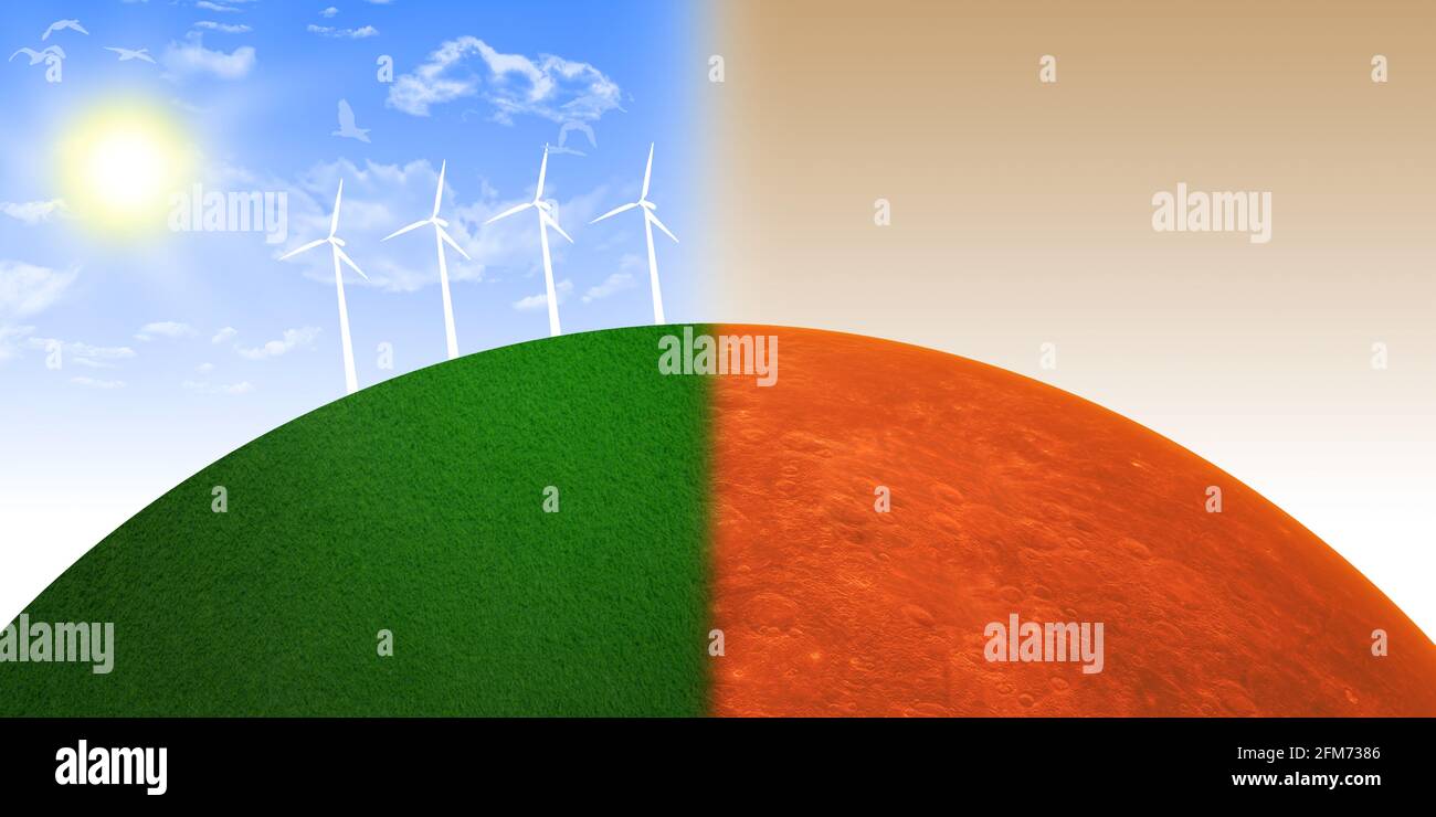 Modern Global Warming Concept background with Green and orange ...