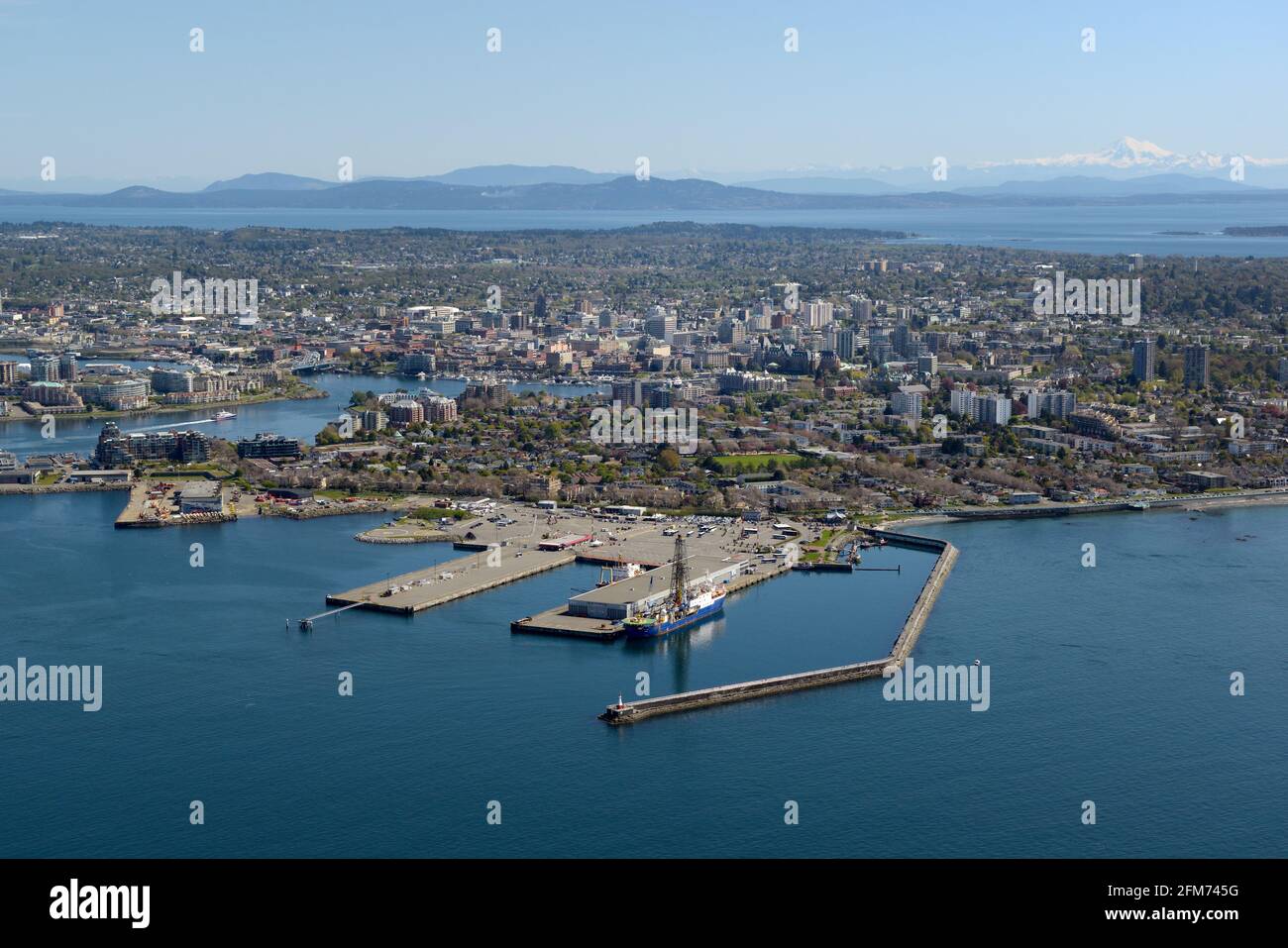 Aerial photograph of Victoria Harbour, the breakwater and the cruse ...