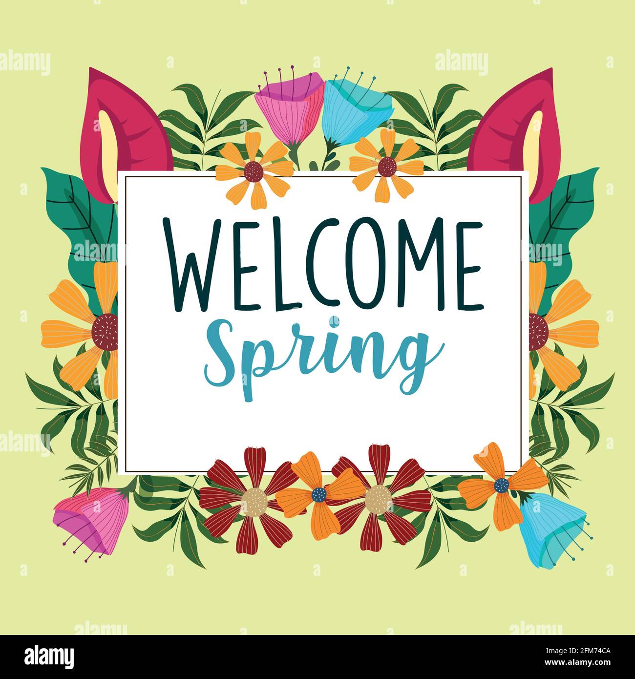 welcome spring lettering flower banner Stock Vector Image & Art - Alamy
