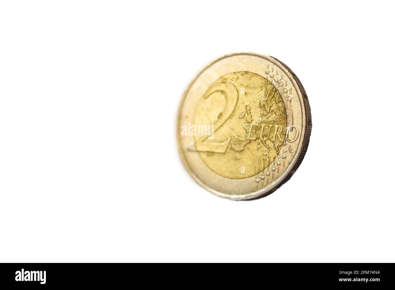 2 euro coin isolated on white background, close up picture. Super ...