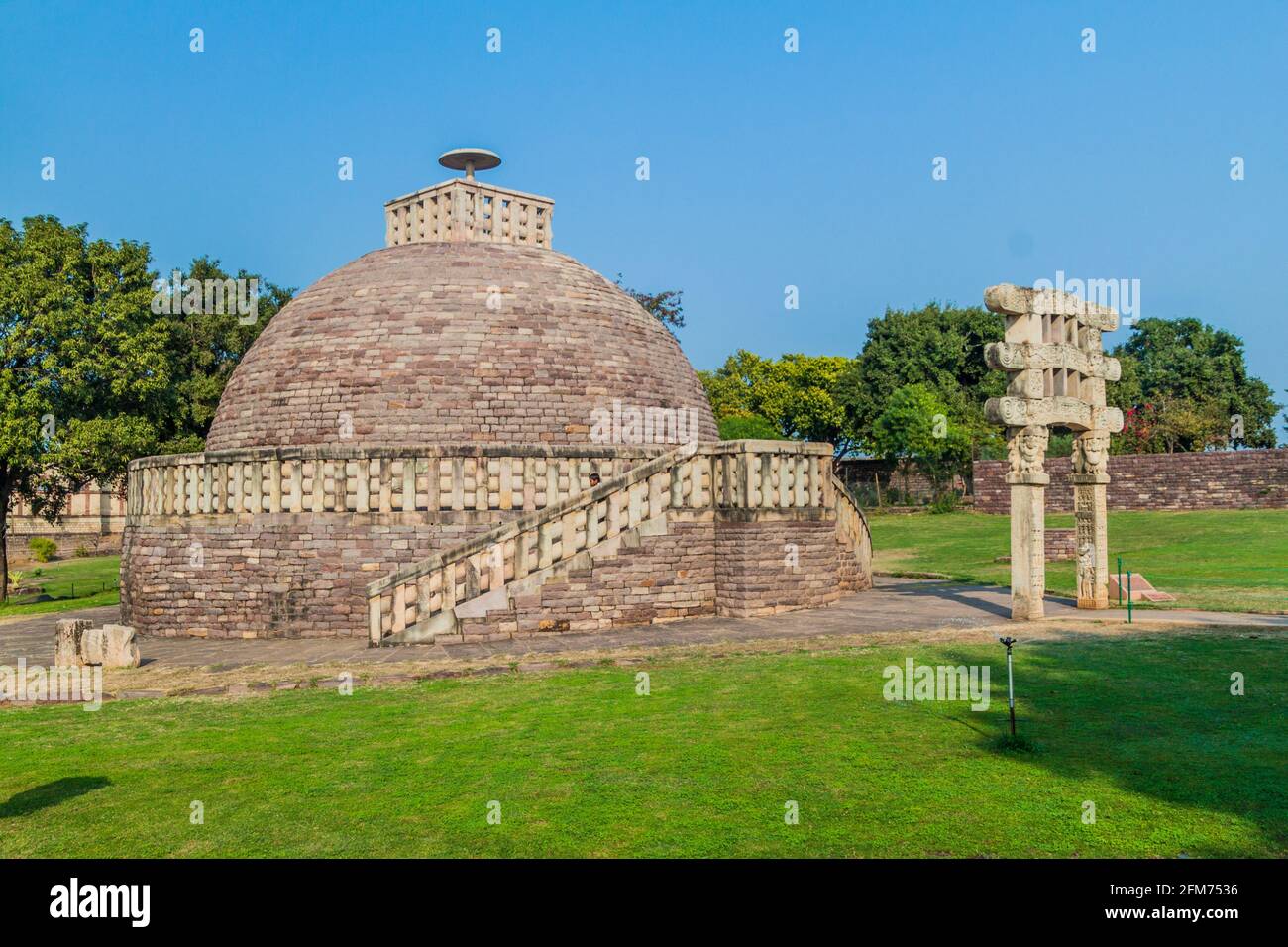 View of Stupa 3, ancient Buddhist monument at Sanchi, Madhya Pradesh ...
