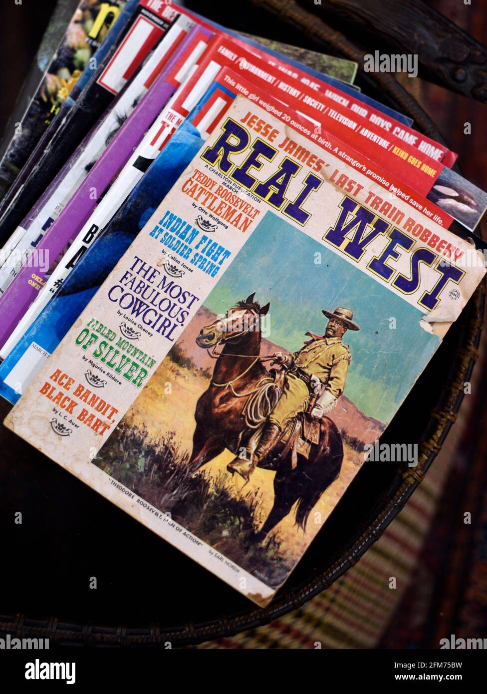 Vintage magazines for sale in an antique shop in Santa Fe, New Mexico ...