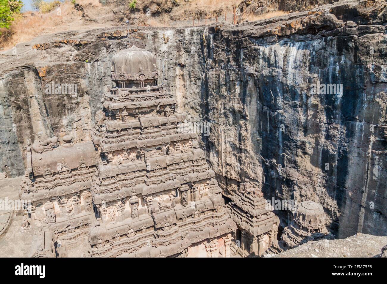 Carved Kailasa Temple in Ellora, Maharasthra state, India Stock Photo ...
