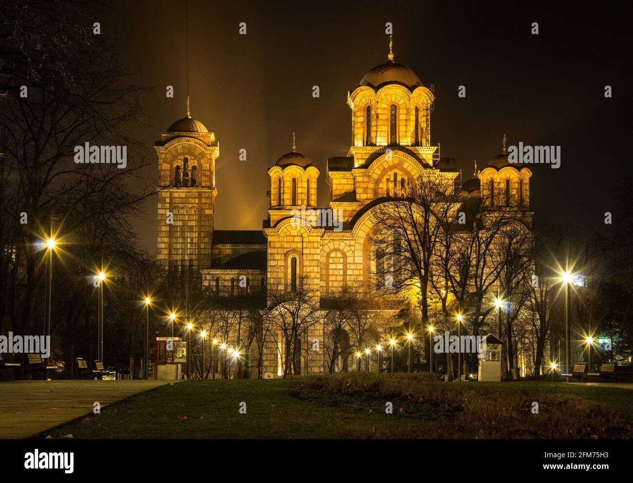 Night photos of the Orthodox Church of St. Mark, which is located in ...