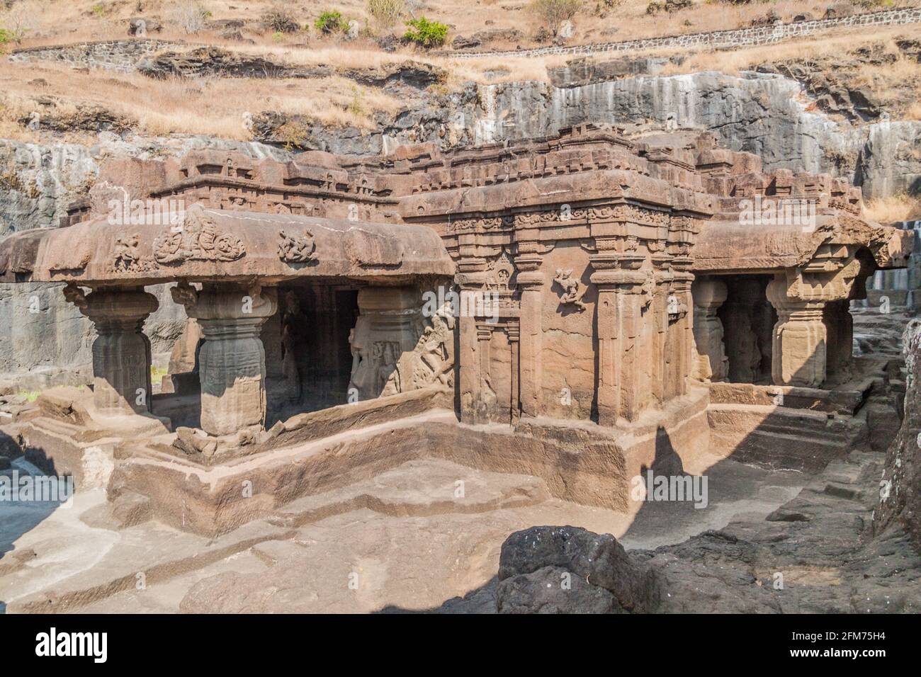 Jain temple Chhota Kailasa in Ellora, Maharasthra state, India Stock ...
