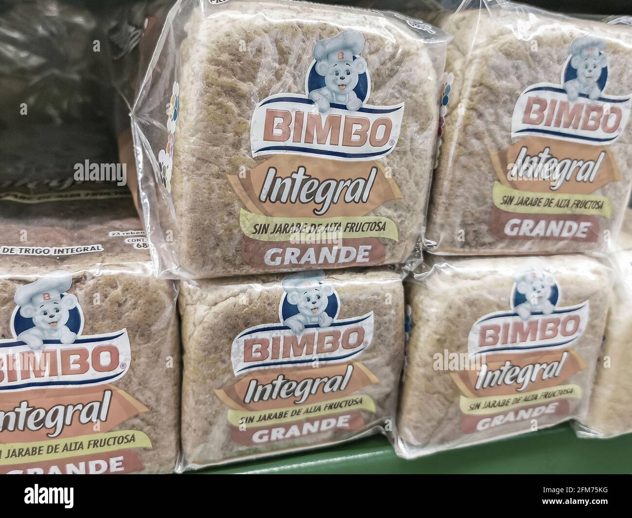 Playa del Carmen Mexico 23. April 2021 Bimbo toast Integral Grande ...
