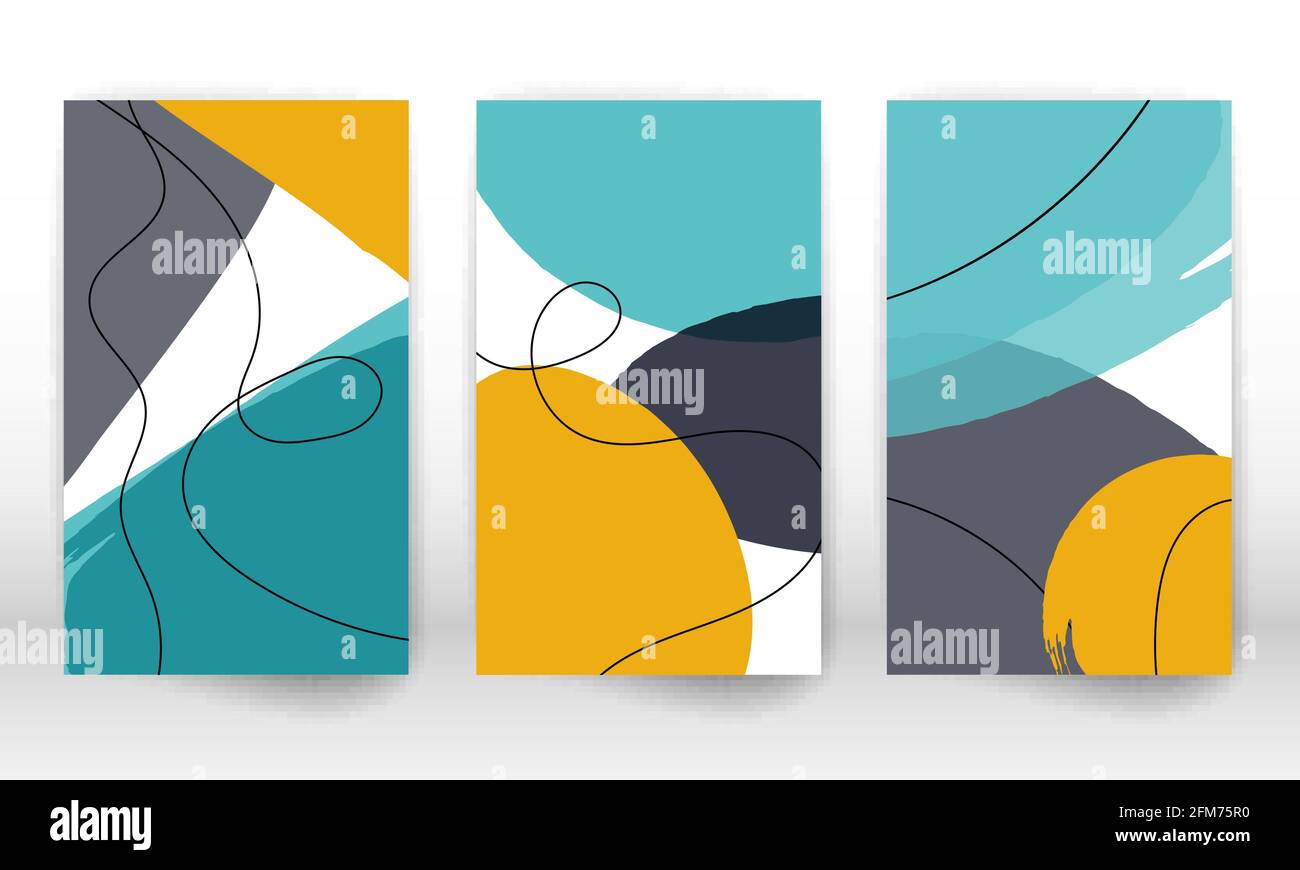 Set of geometric shapes. Hand drawn watercolor effect design elements ...