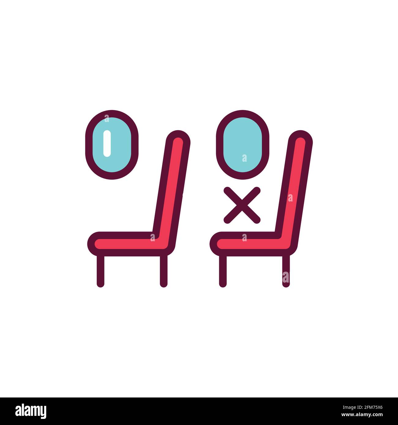 Airplane safety distance color line icon. Isolated vector element ...
