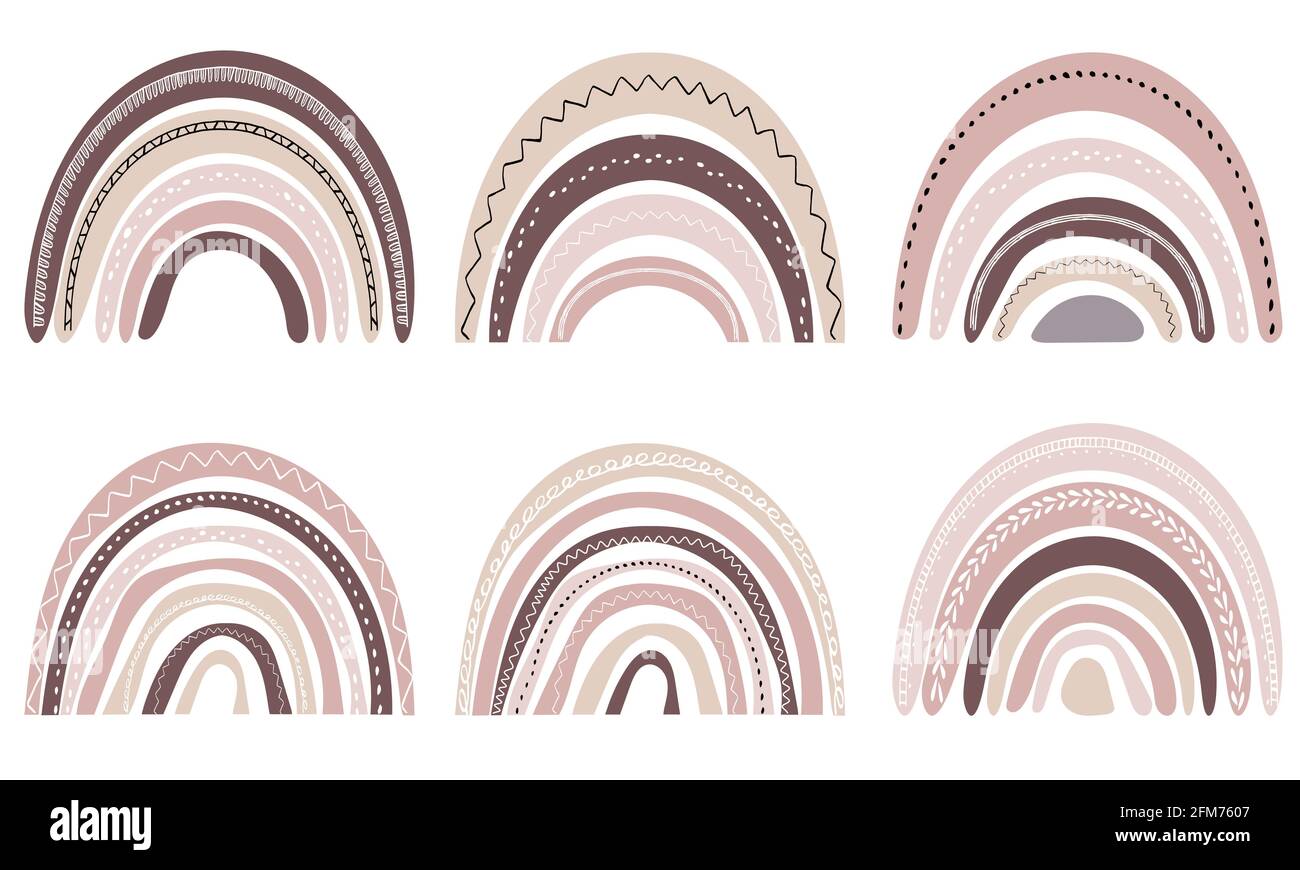 Set of cute rainbows in scandinavian style. Watercolor rainbow isolated ...