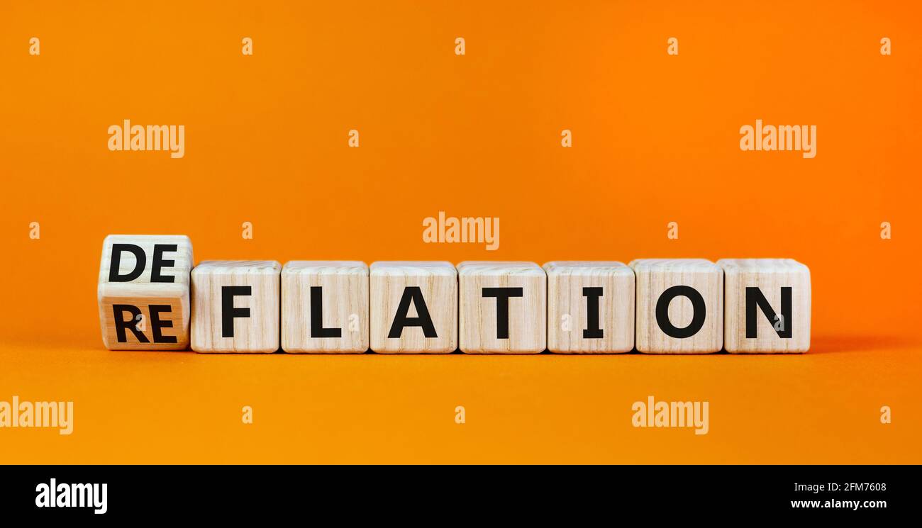 Deflation or reflation symbol. Turned cubes and changed the word ...
