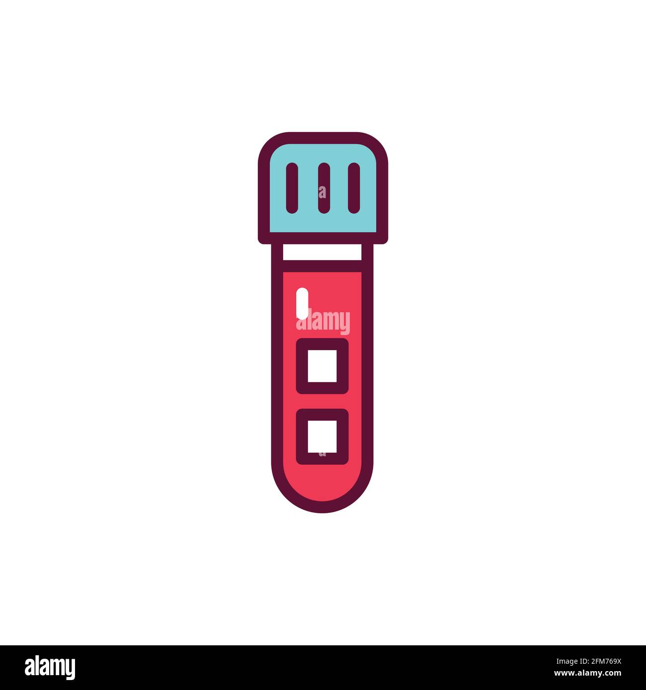 Laboratory tube with blood test color line icon. Isolated vector ...