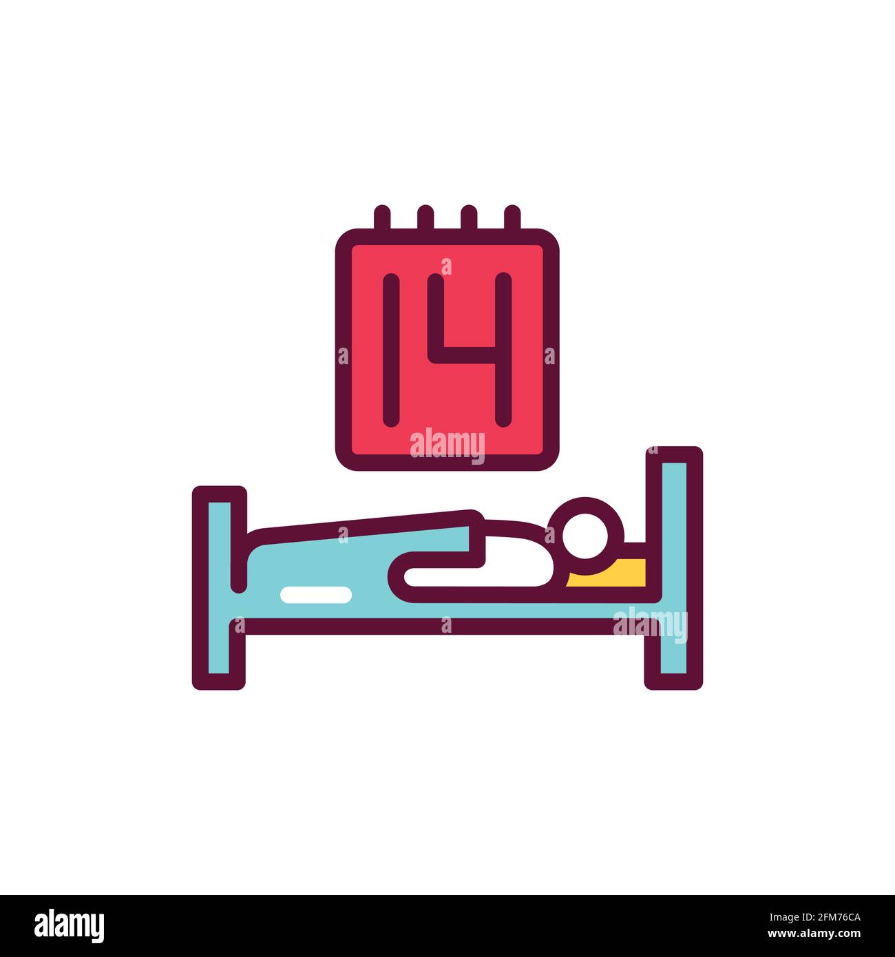 Self-isolation person color line icon. Isolated vector element. Outline ...