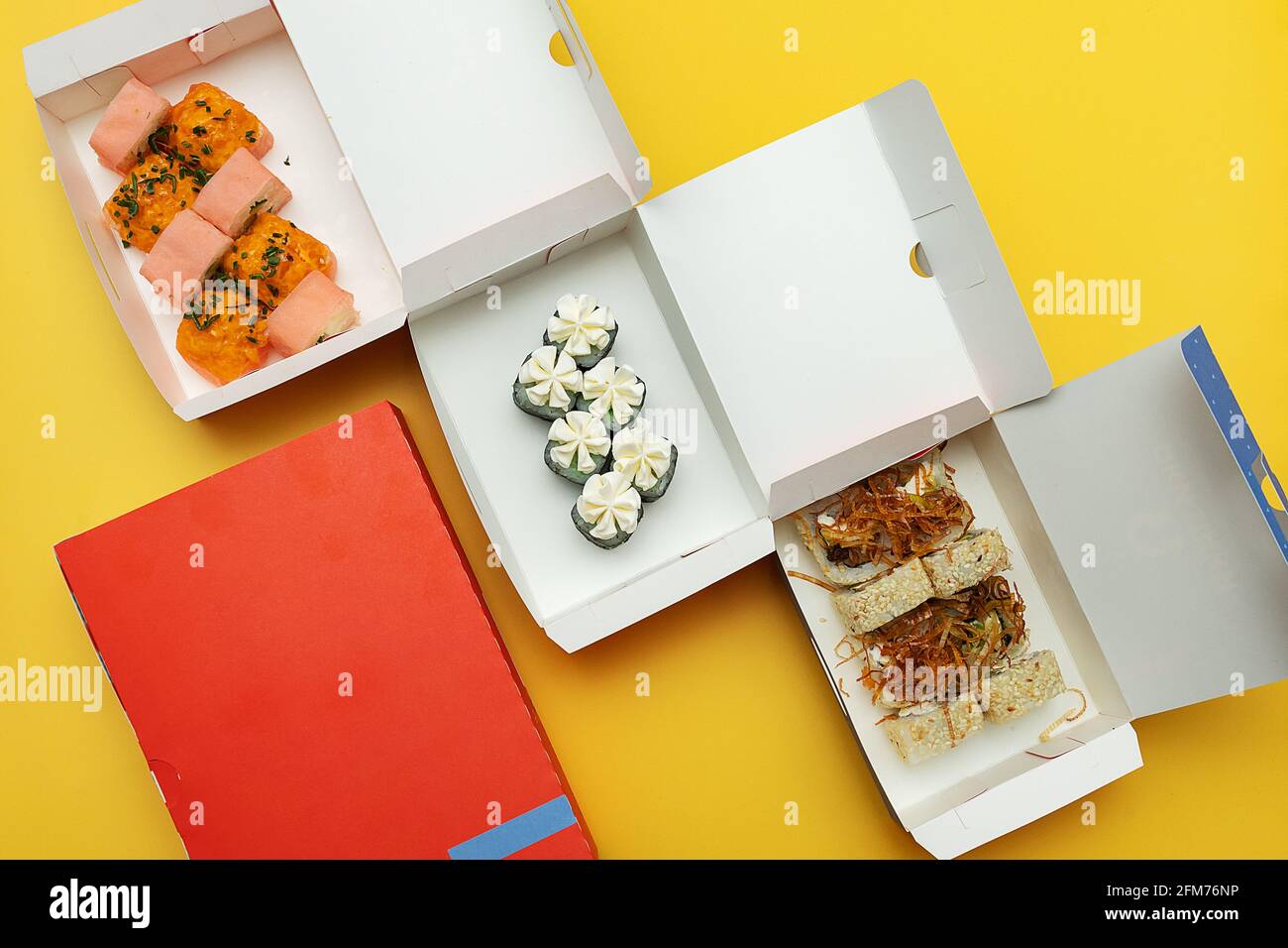 fast food boxes, empty clean disposable food containers for a quick ...