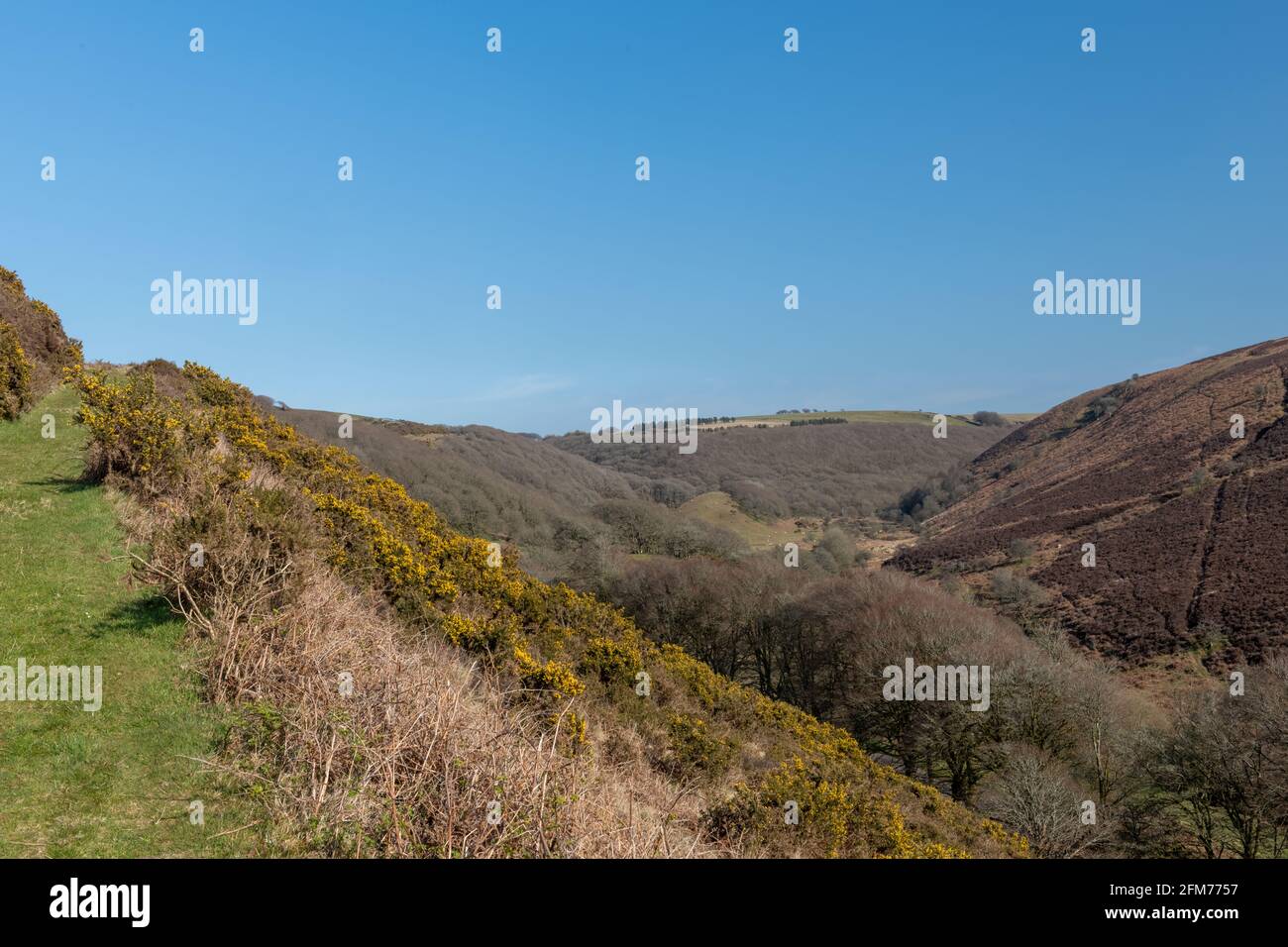 Landscape photo of the valley at Robbers Bridge in Exmoor National Park ...