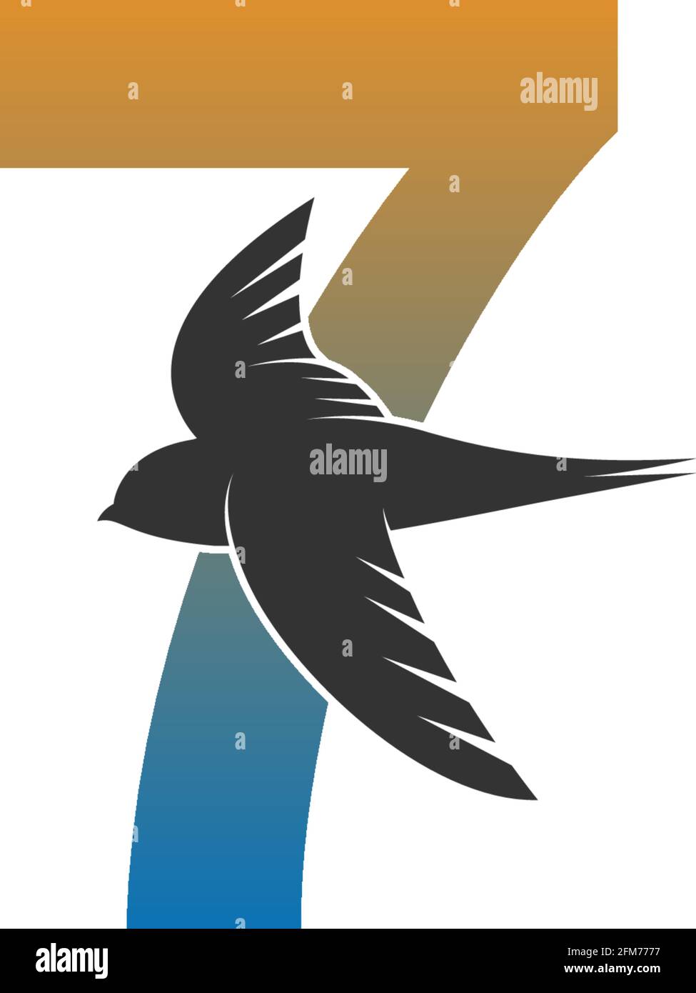 Number 7 logo with swift bird icon design vector template Stock Vector ...
