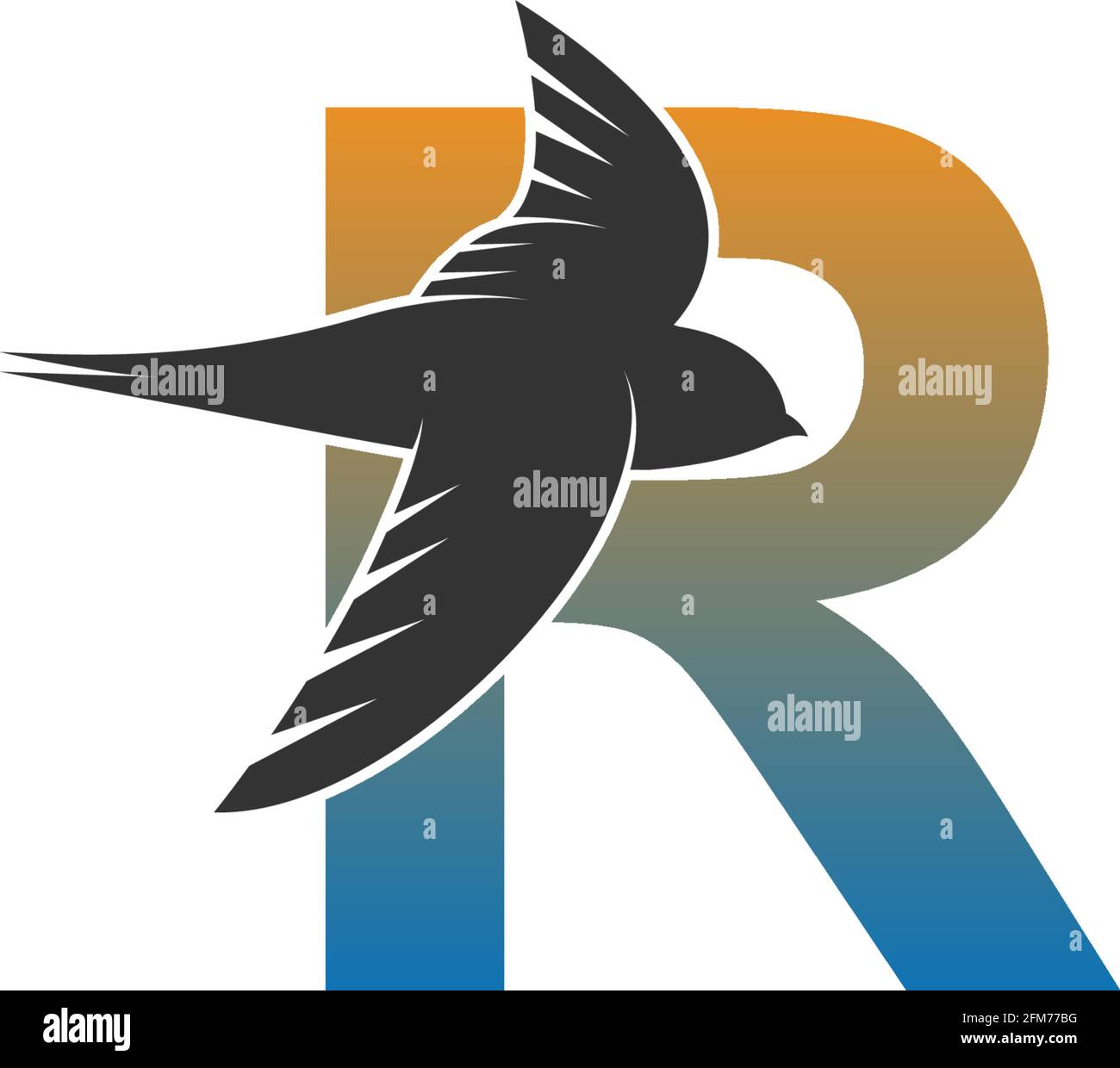 Letter R logo with swift bird icon design vector template Stock Vector ...