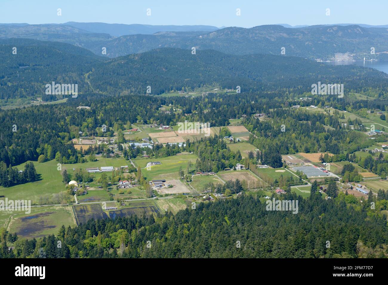 Aerial photo of farms in Saanich, Vancouver Island, British Columbia ...