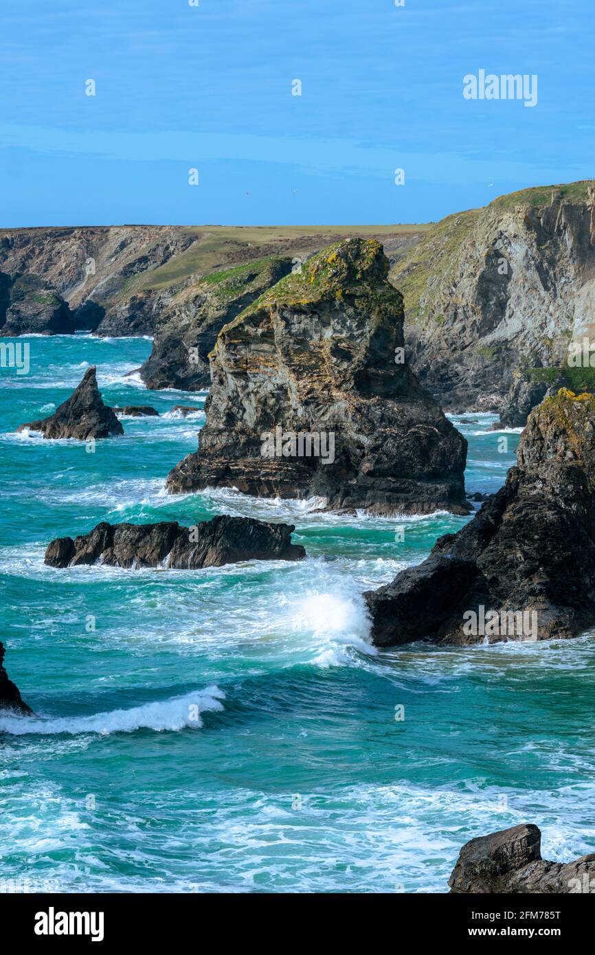 Bedruthan steps north coast of Cornwall Stock Photo - Alamy