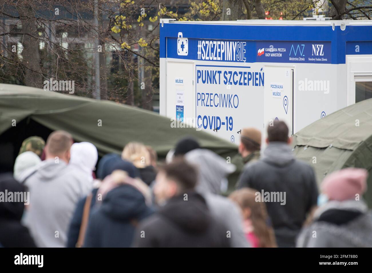 People waiting to COVID-19 vaccination point in Gdynia, Poland, May 3rd ...