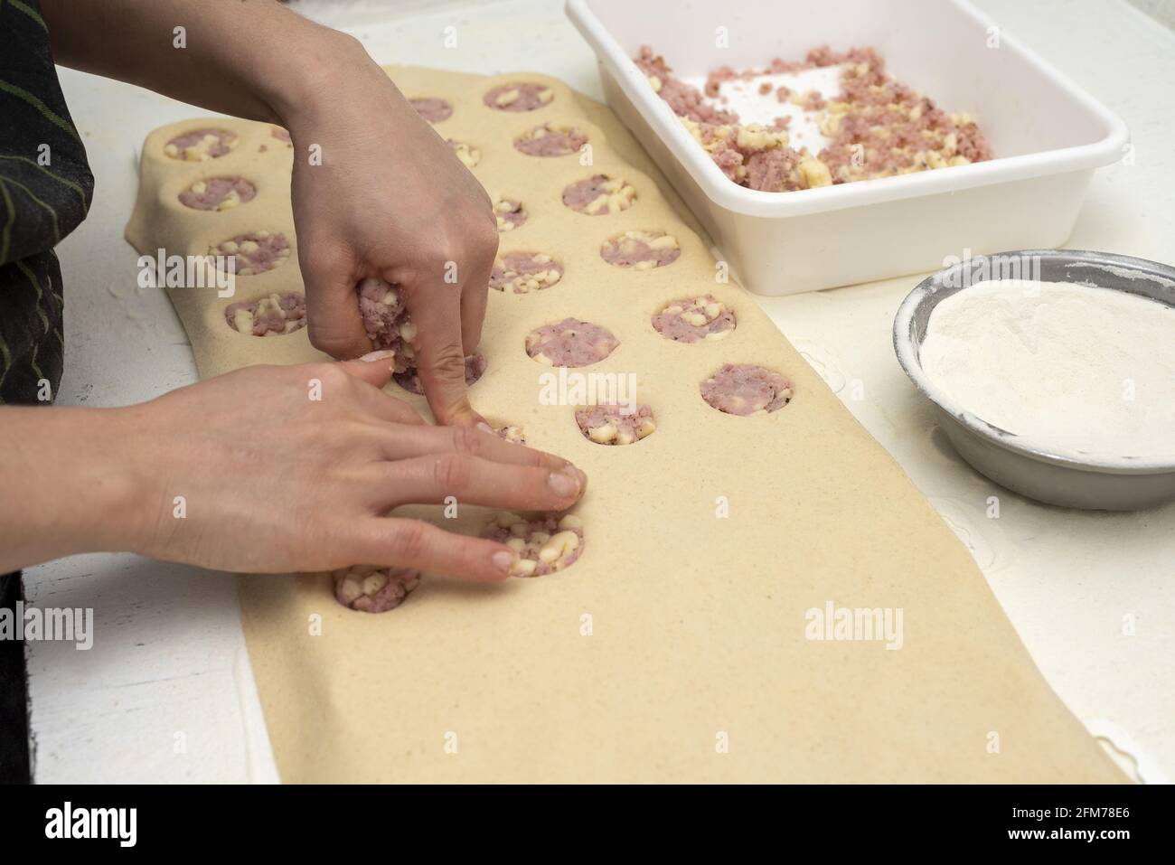 Process of preparation of dumplings Stock Photo - Alamy