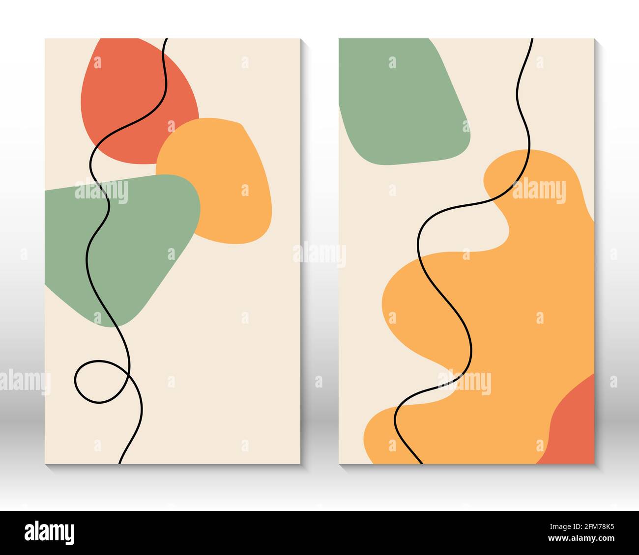 Modern abstract painting. Set of fluid geometric shapes. Abstract hand ...