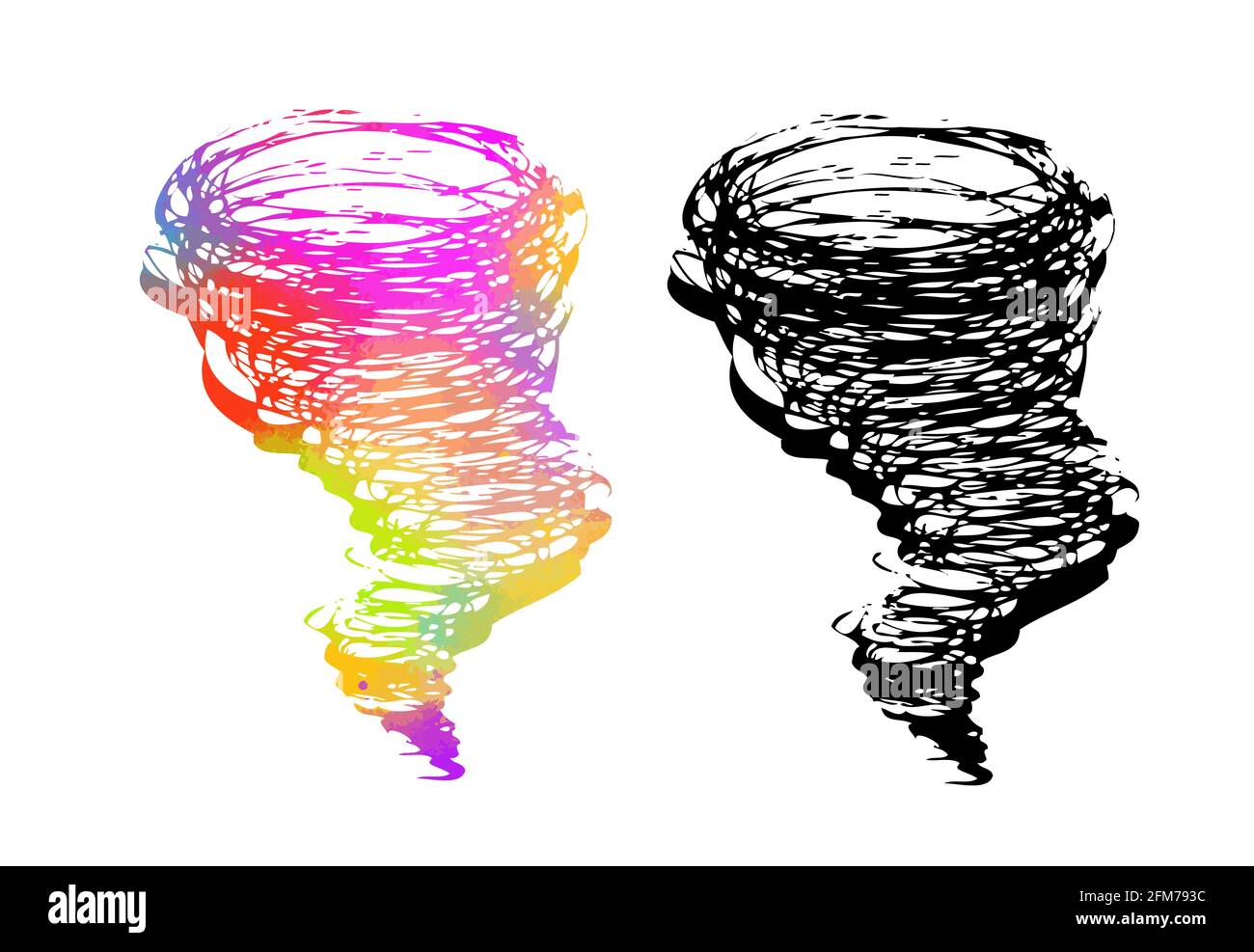 Whirlwind drawing with a pen. A tornado crater. Vector illustration ...