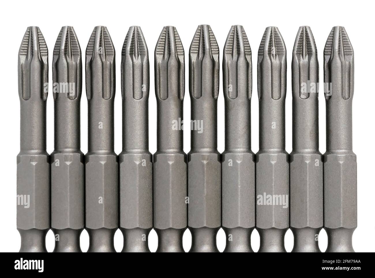 Set of bits for the screws. Selection of replaceable shapes and bits ...