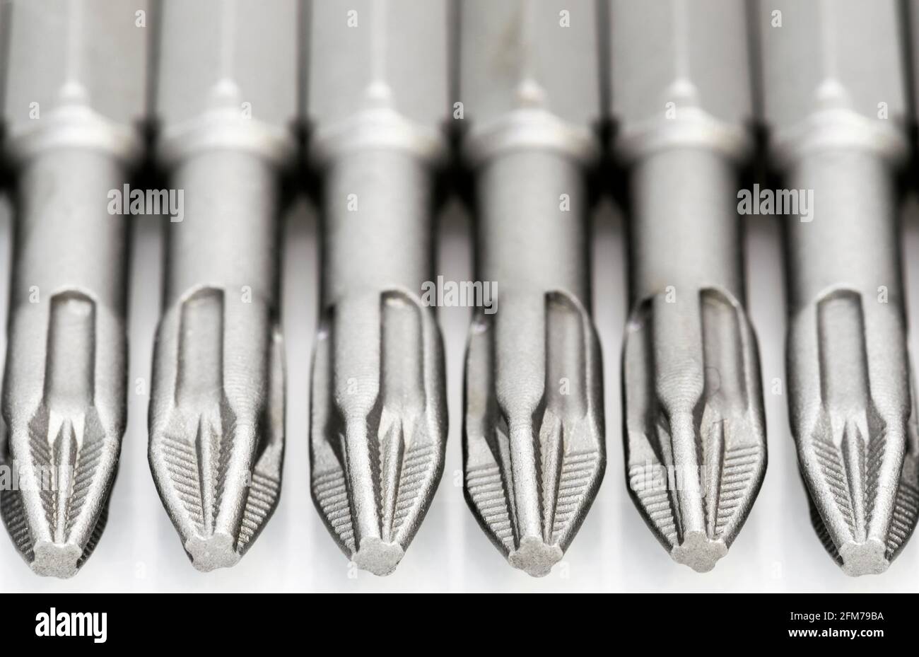 Set of bits for the screws. Selection of replaceable shapes and bits ...