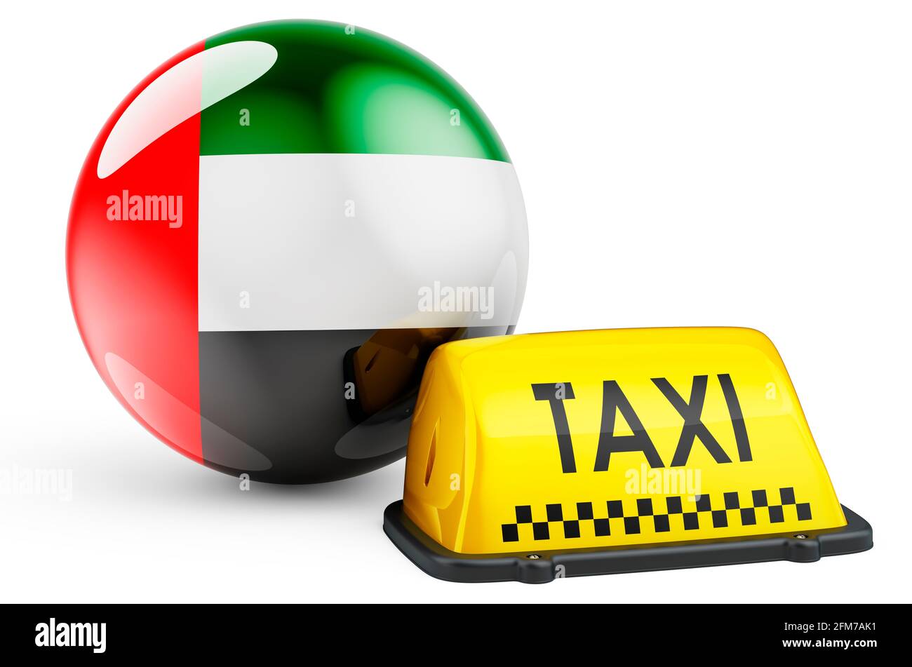 Taxi service in the UAE concept. Yellow taxi car signboard with the ...