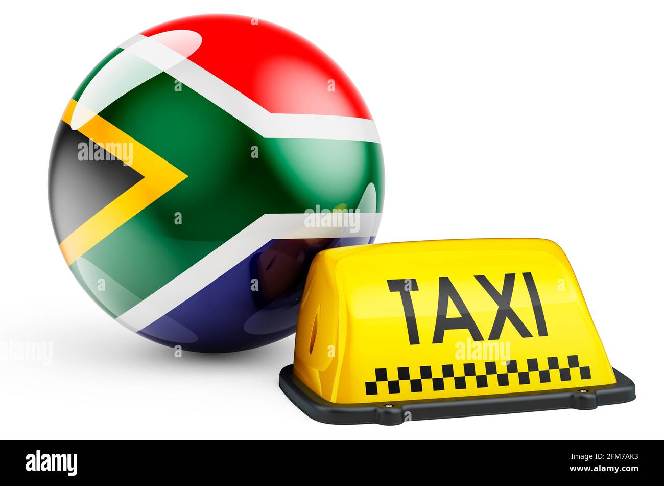 Taxi service in South Africa concept. Yellow taxi car signboard with ...