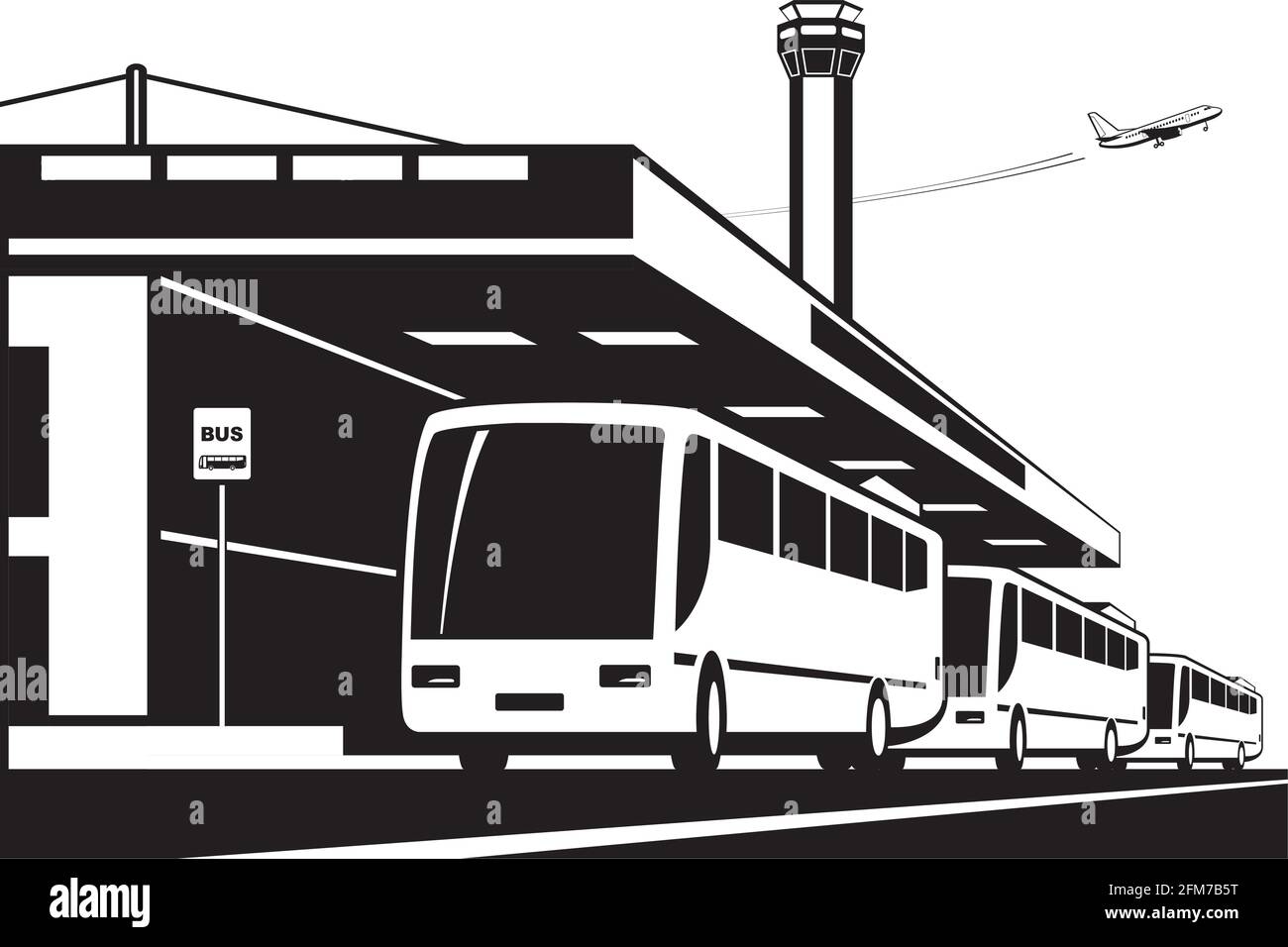 Airport bus transfer – vector illustration Stock Vector Image & Art - Alamy