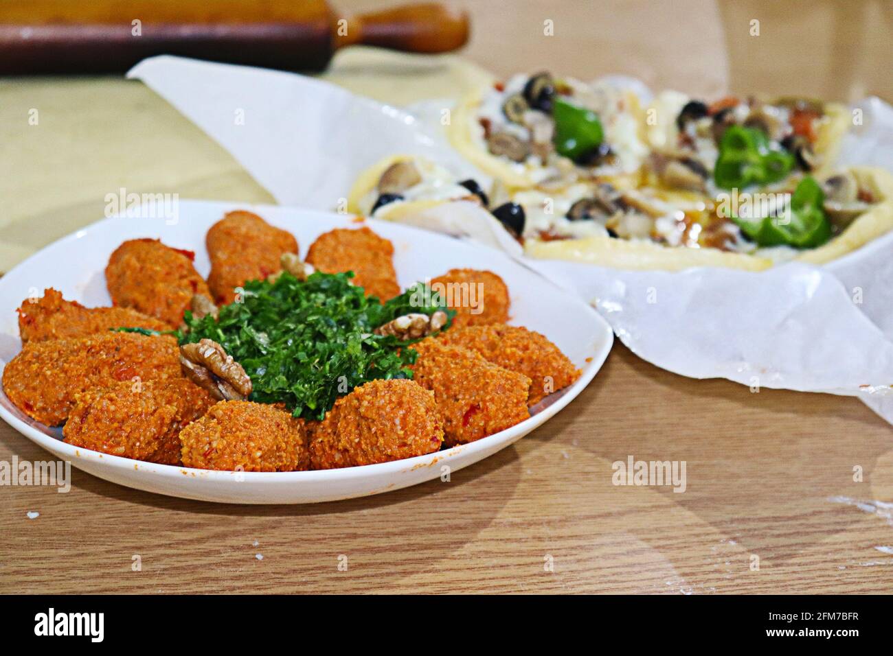 Raw kibbeh made with bulgur Stock Photo - Alamy