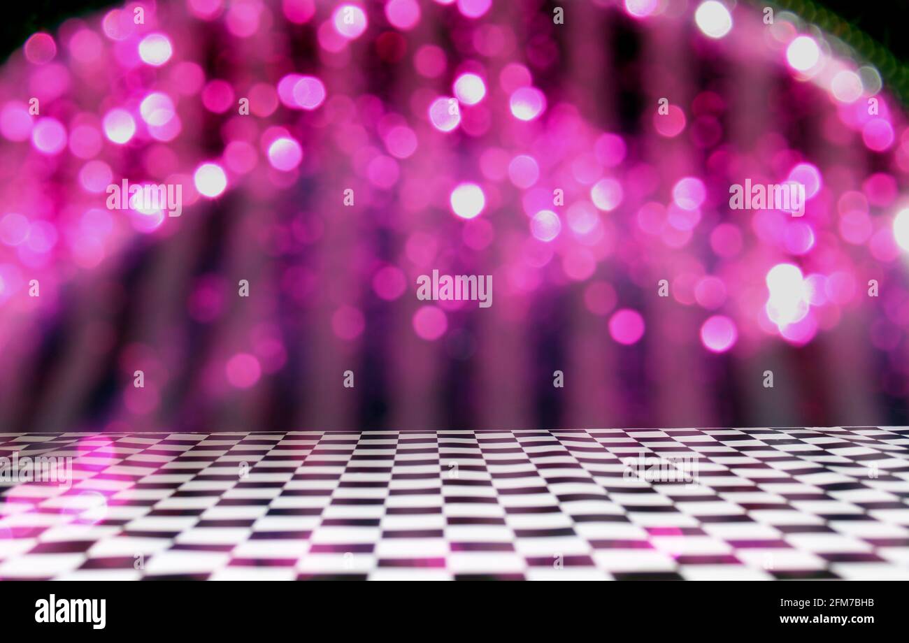 Black and White Tile Floor With Bokeh Lights Stock Photo - Alamy