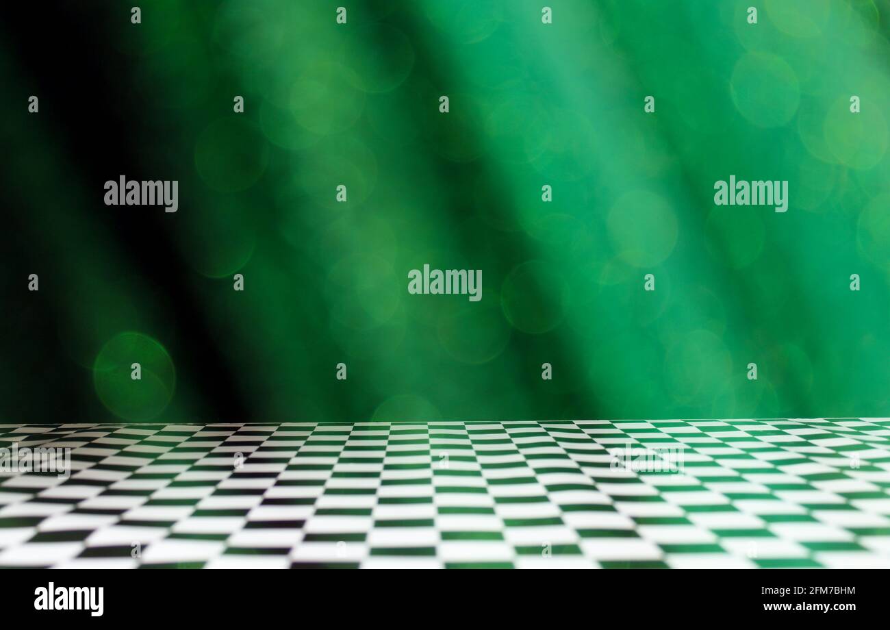 Black and White Tile Floor With Bokeh Lights Stock Photo - Alamy