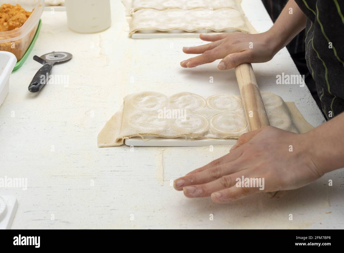 Process of preparation of dumplings Stock Photo - Alamy