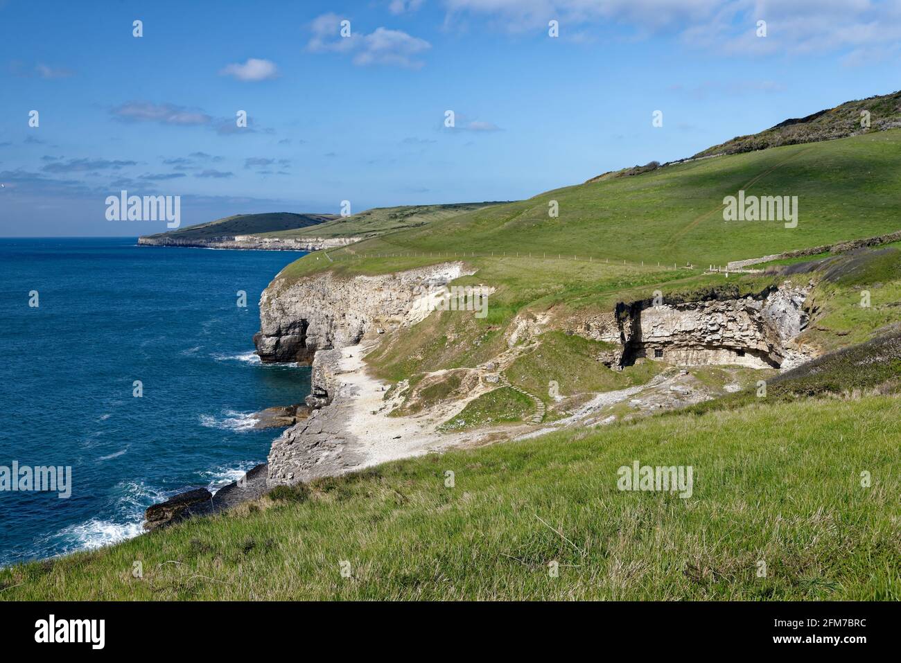 Dancing Ledge & Purbeck coast, Dorset. View west with Seacombe Cliff ...