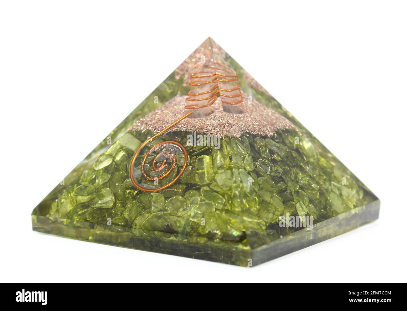 Green Peridot Chakra Pyramid Isolated on White Background Stock Photo ...