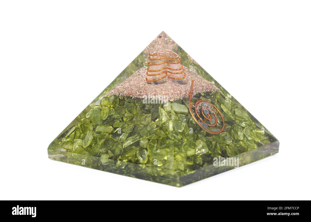Green Peridot Chakra Pyramid Isolated on White Background Stock Photo ...