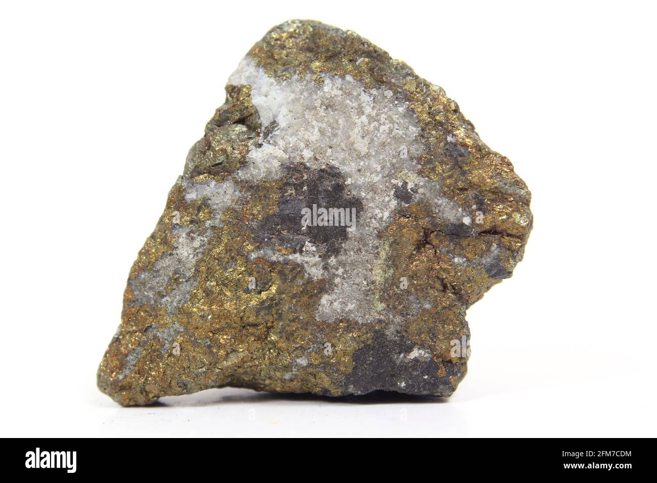 Rock Mineral Isolated on White Background Quartz With Pyrite Stock ...