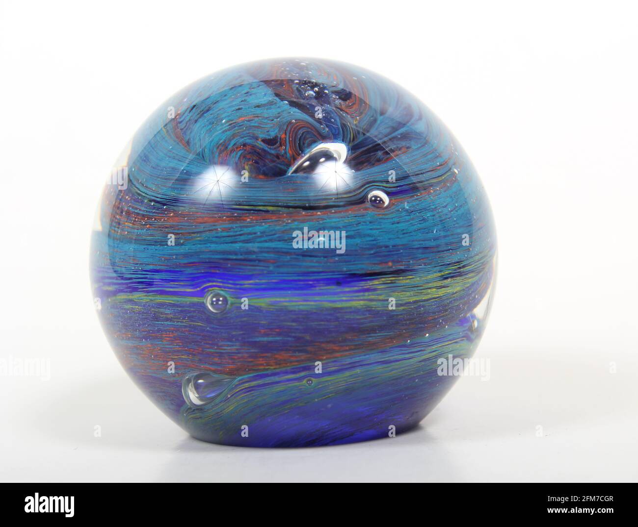 Glass Ball With Colorful swirls on White Background Stock Photo - Alamy
