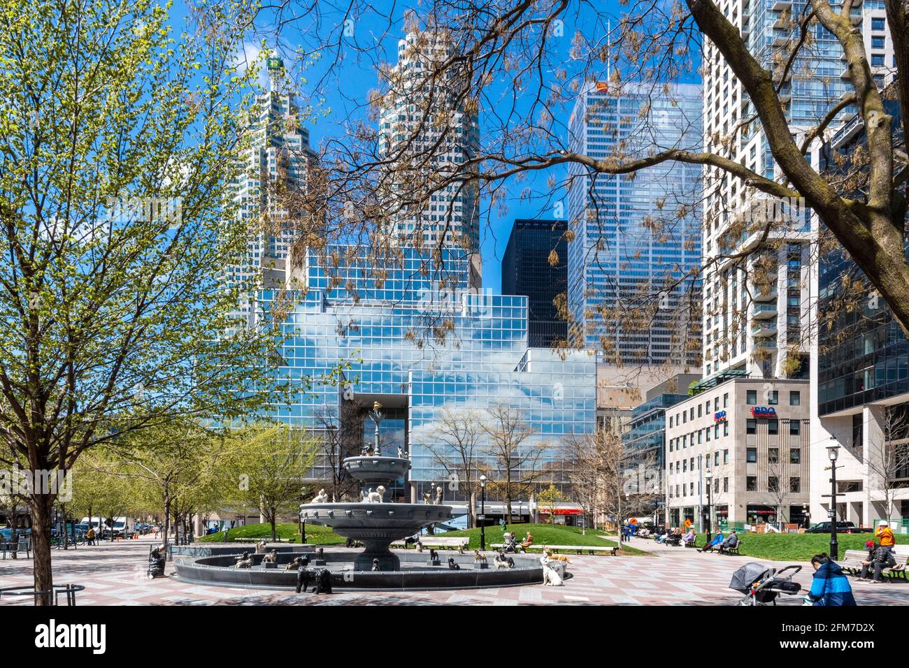 Berczy Park and its iconic 'Dog Fountain. The famous place is located ...