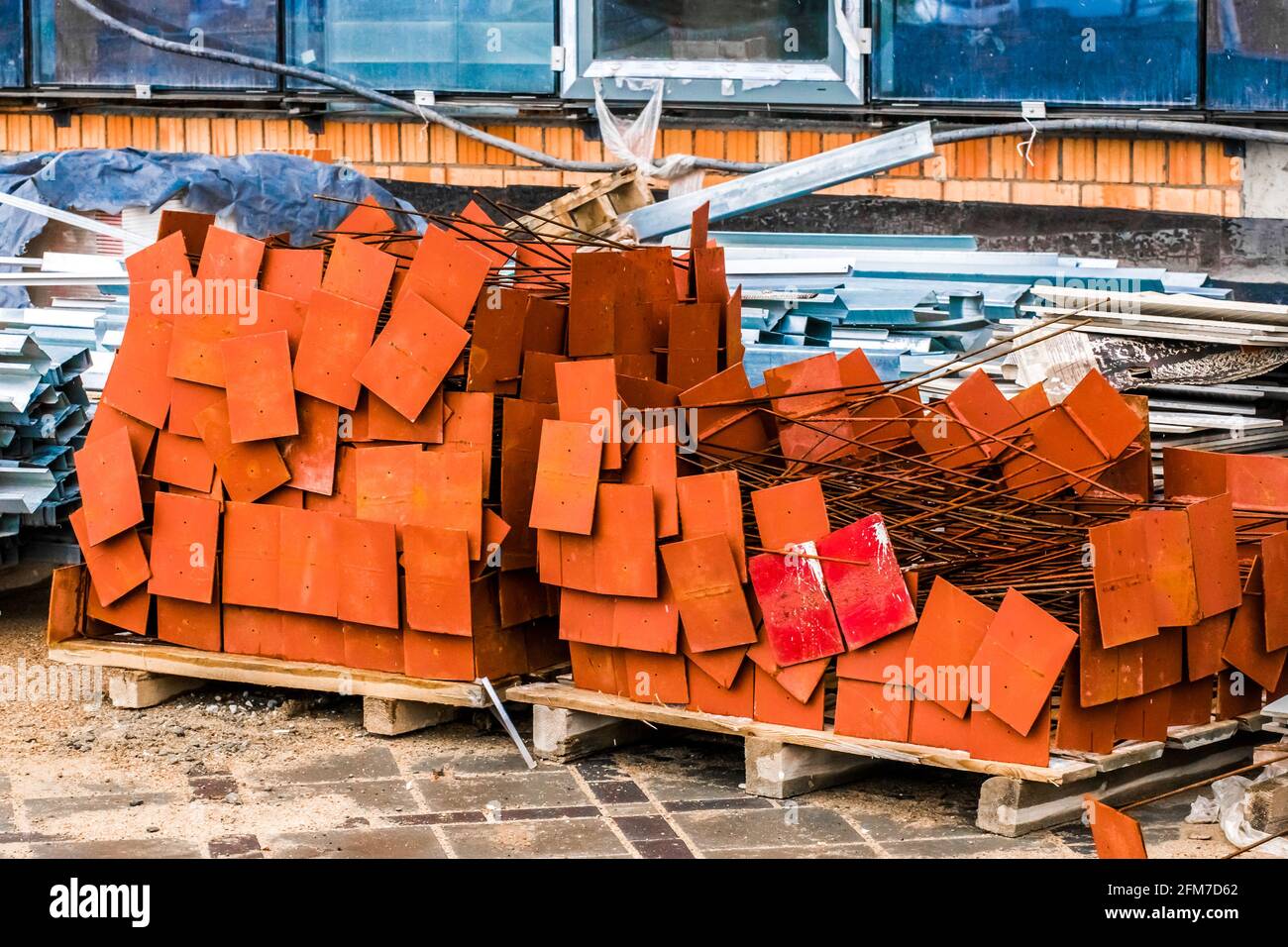 Stacked bricks building site hi-res stock photography and images - Alamy