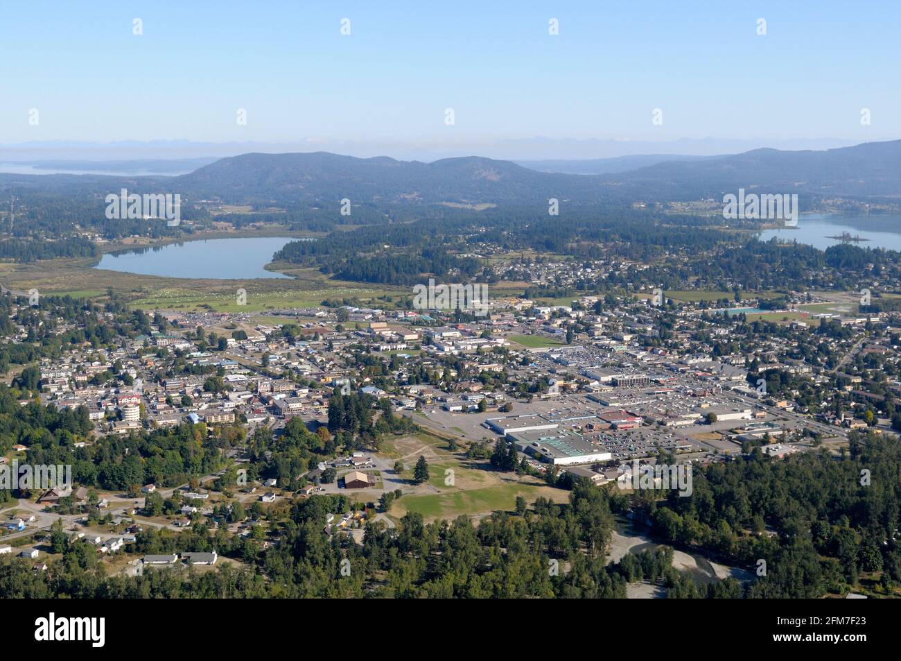 Aerial photograph of downtown Duncan and Somenos Lake. Duncan, Cowichan ...