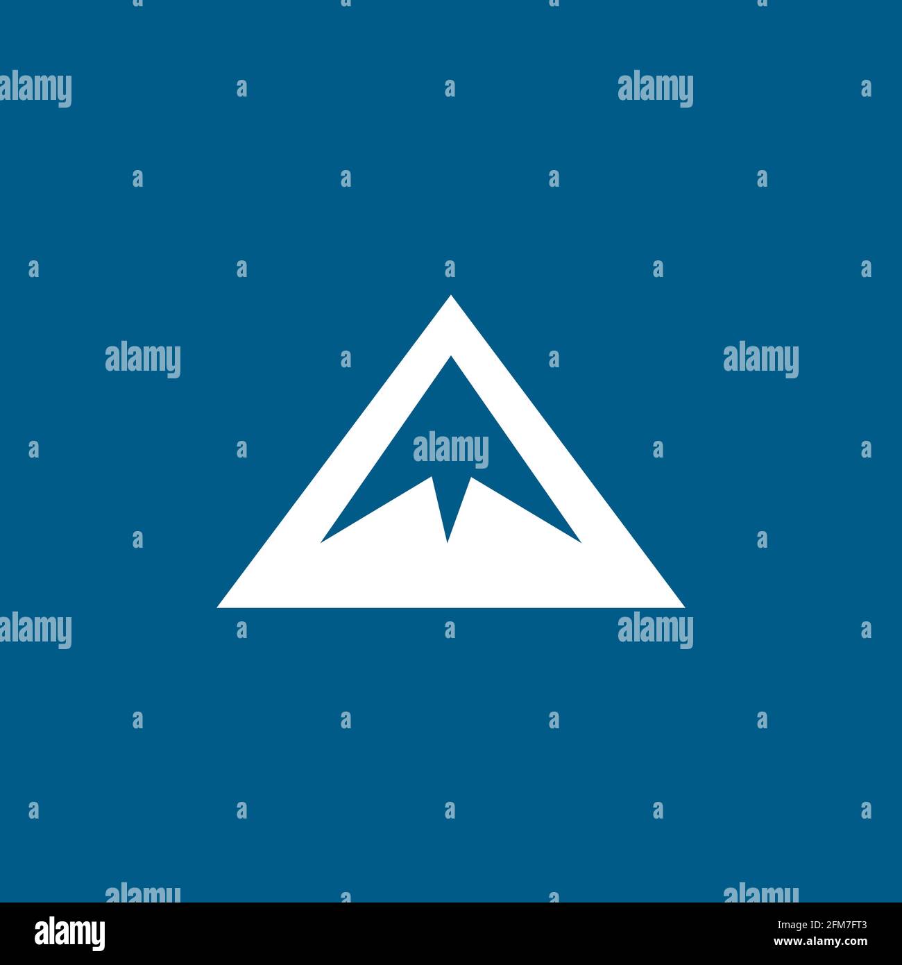 Mountain Icon On Blue Background. Blue Flat Style Vector Illustration ...